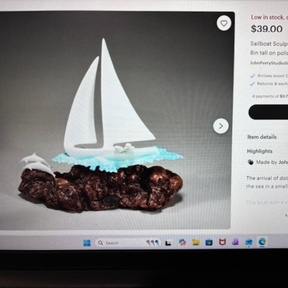 John Perry | Art | Two Of Them Sailboat Sculpture Wdolphin And Calf ...